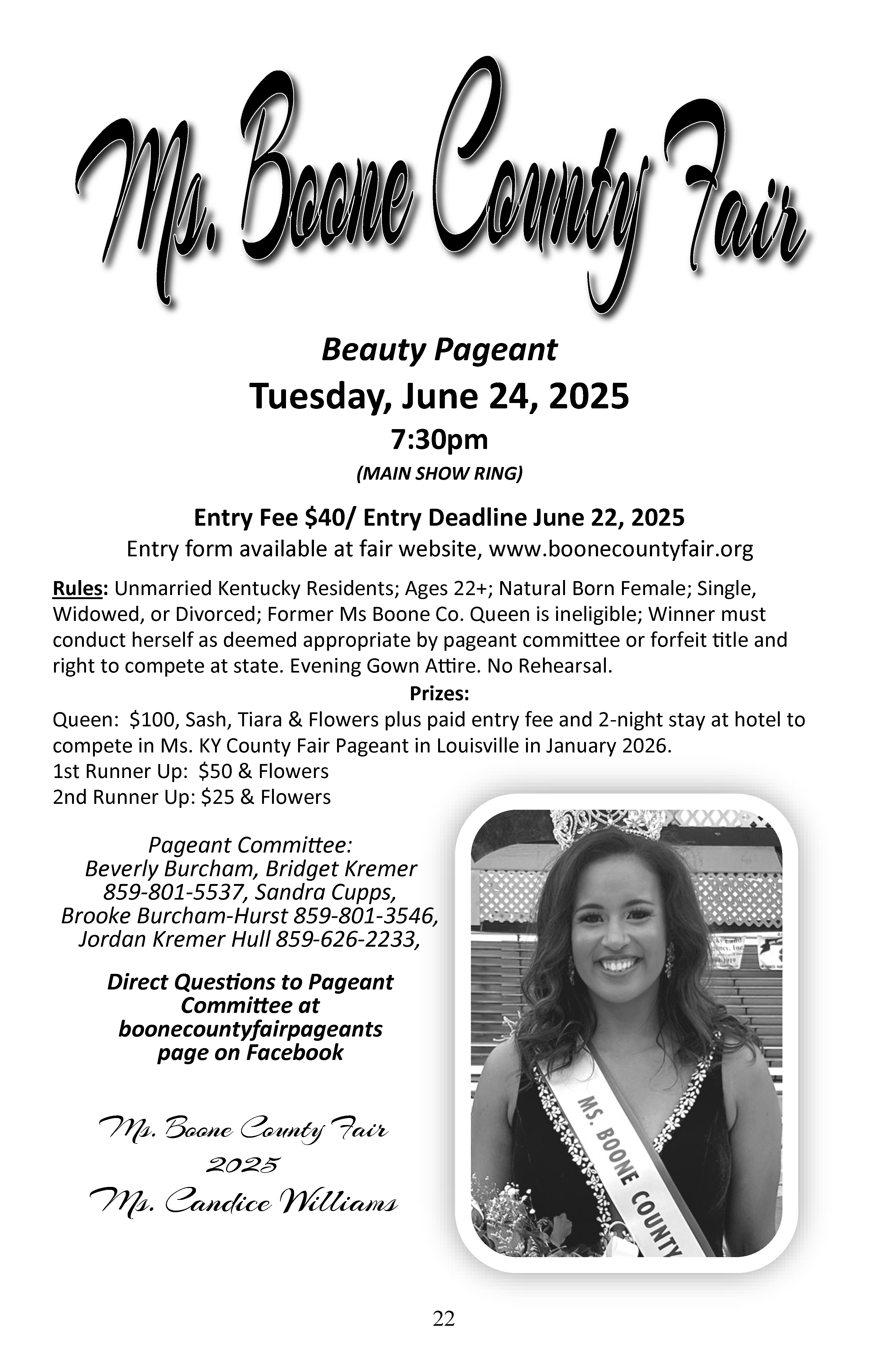 “Ms. Boone County Fair” Pageant - Boone County, KY 4-H and Utopia Fair